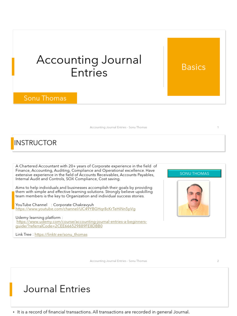 Accounting Journal Entries Overview | PDF