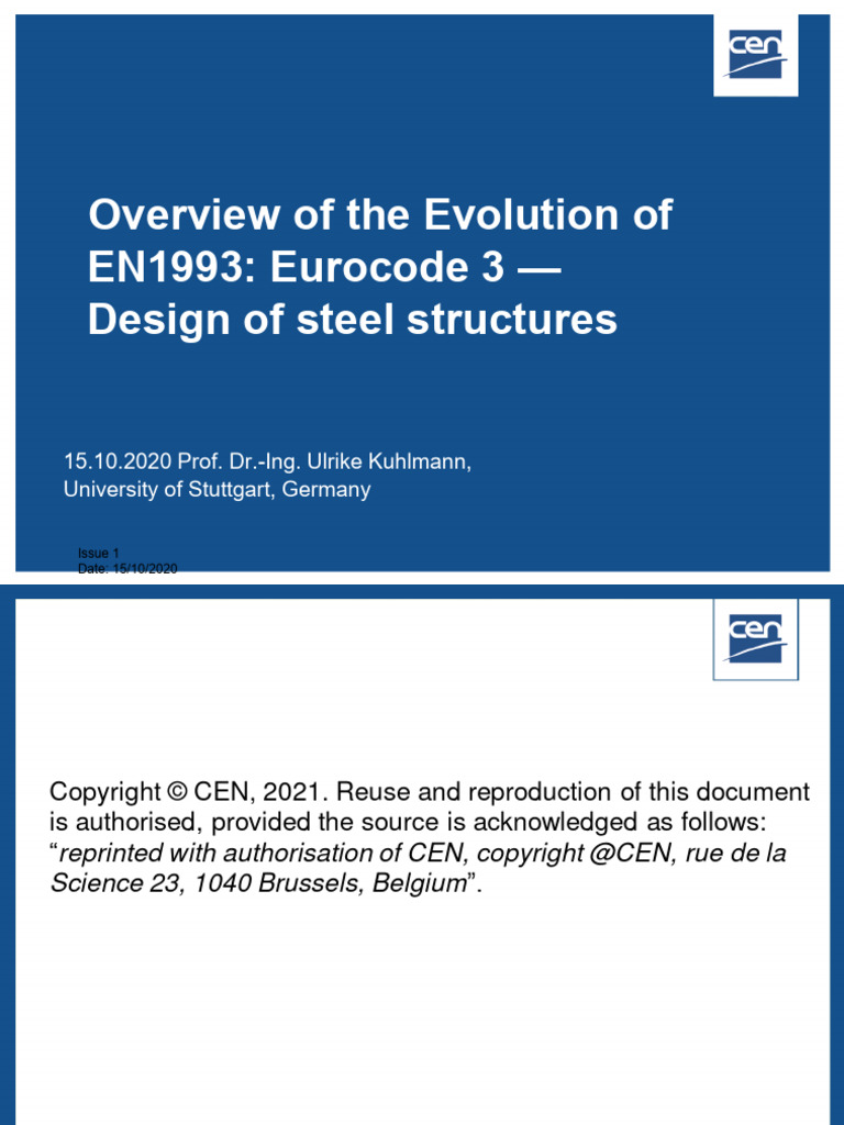 EN 1993 and Parts (Issue 1 Dated 15.10.2020) | PDF