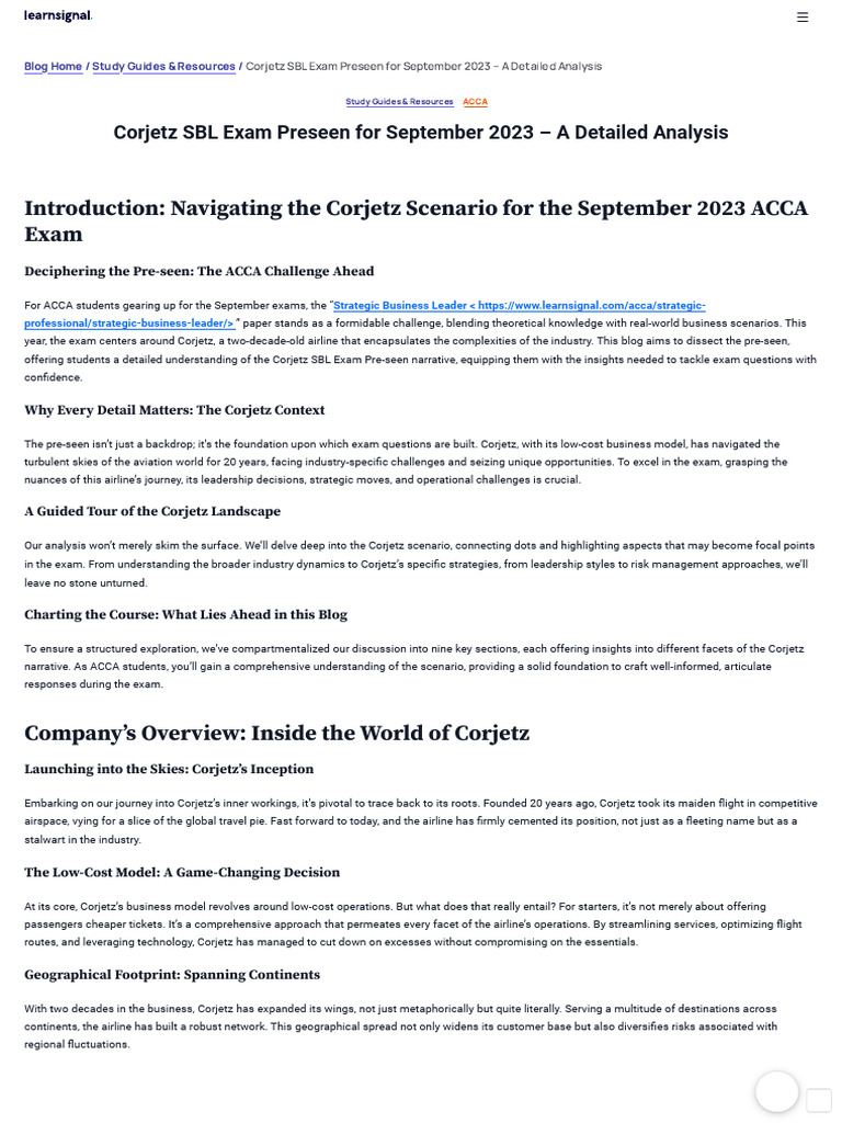 Learnsignal - Corjetz SBL Exam Pre-Seen For September 2023 | PDF