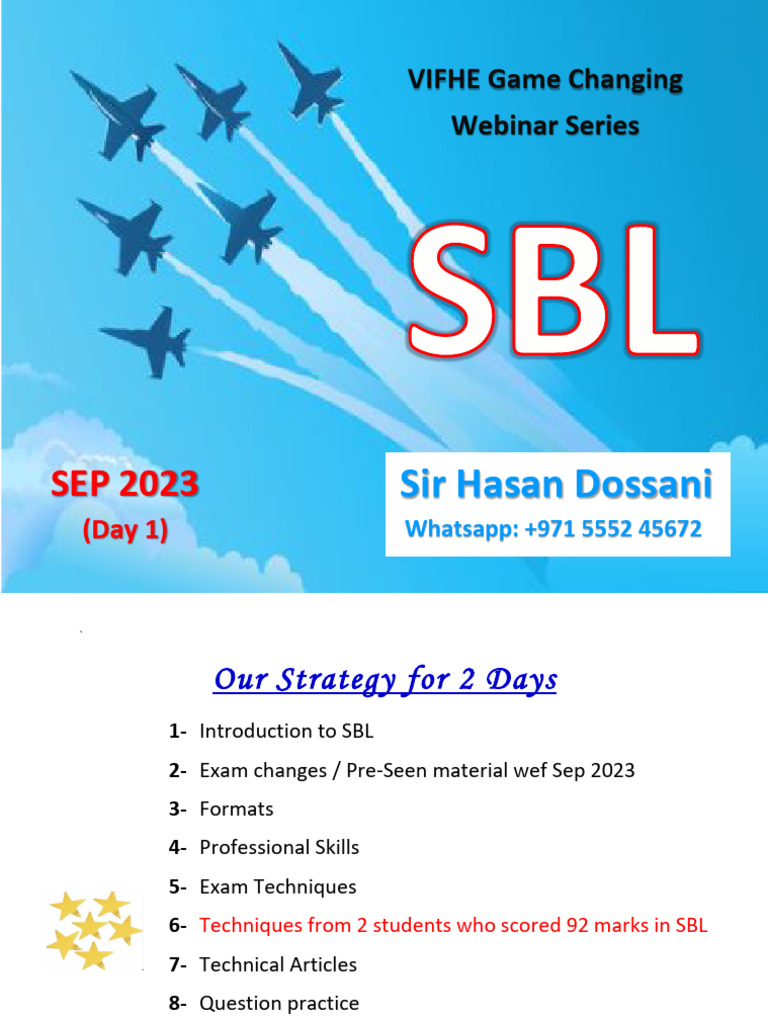 Day 1 - SBL Practice To Pass by Hasan Dossani (SEP 2023) | PDF