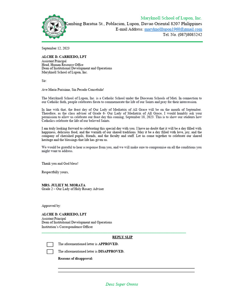 Communication-Letter-Feast-Day | PDF