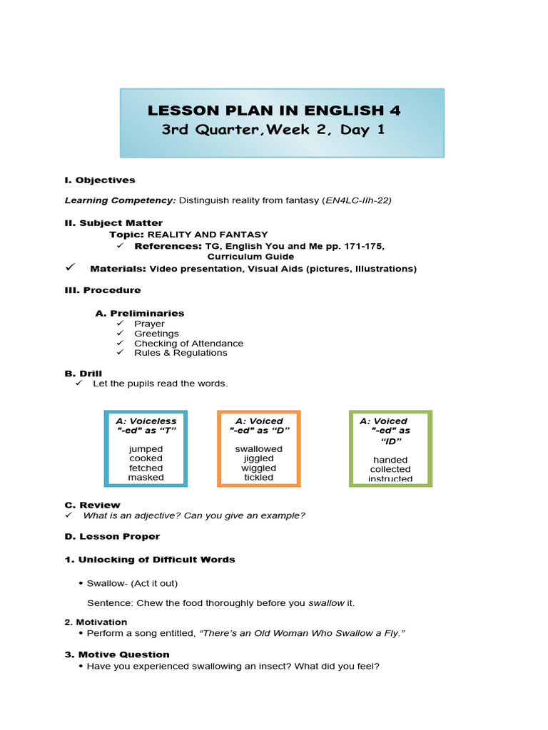 Demo Lesson Plan English | PDF Demo Lesson Plan English | PDF