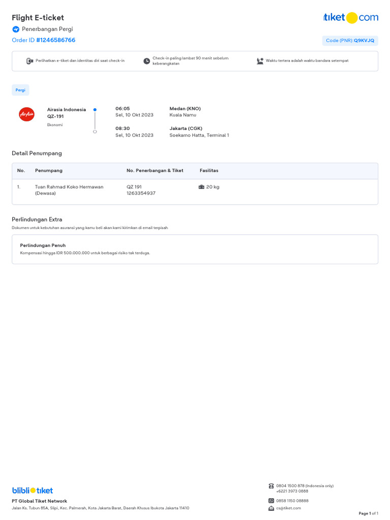 Flight E-Ticket - Order ID - 1246586766 - Q9KVJQ | PDF