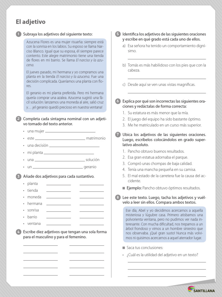 _El_adjetivo_calificativo._Ejercicios | PDF