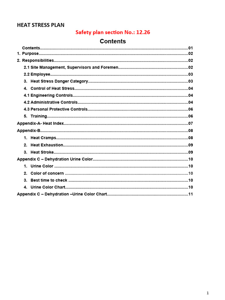 Heat Stress Plan | Download Free PDF | Hyperthermia | Dehydration