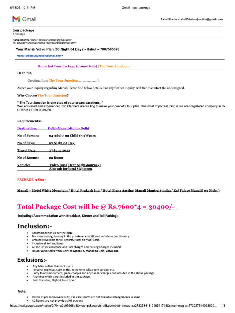 Tour Package | PDF