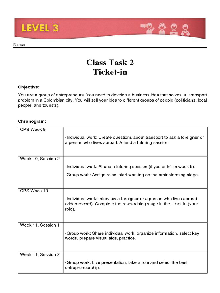 Class Task 2 Ticket-In | Download Free PDF | Body Language | Transport