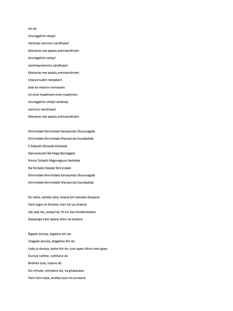 RNR Song Lyrics | PDF