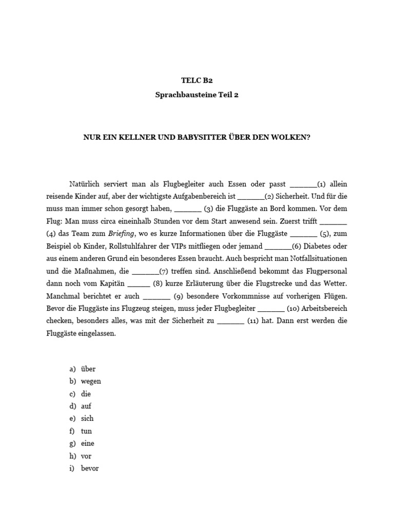 Telc B2 Sprachbausteine | PDF