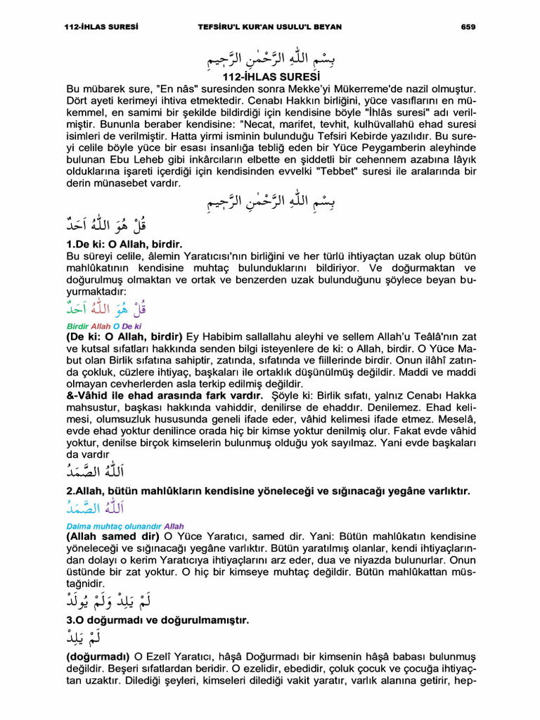 112- İHLAS SURESİ-113-FELAK SURESİ-114-NAS SURESİ | PDF