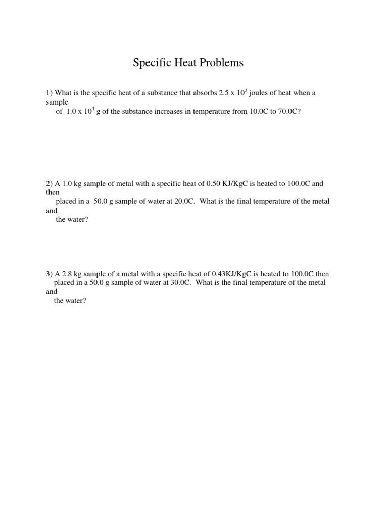 Specific Heat Problems | PDF