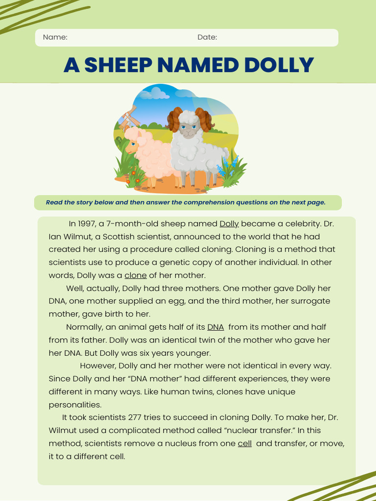 The Story of Dolly the Cloned Sheep | PDF