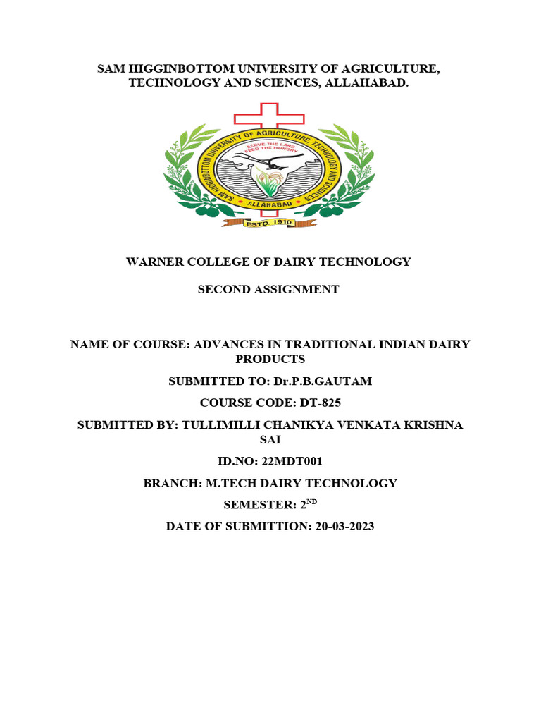 Advancess In Traditional Indian Dairy Products Assignment | PDF ...