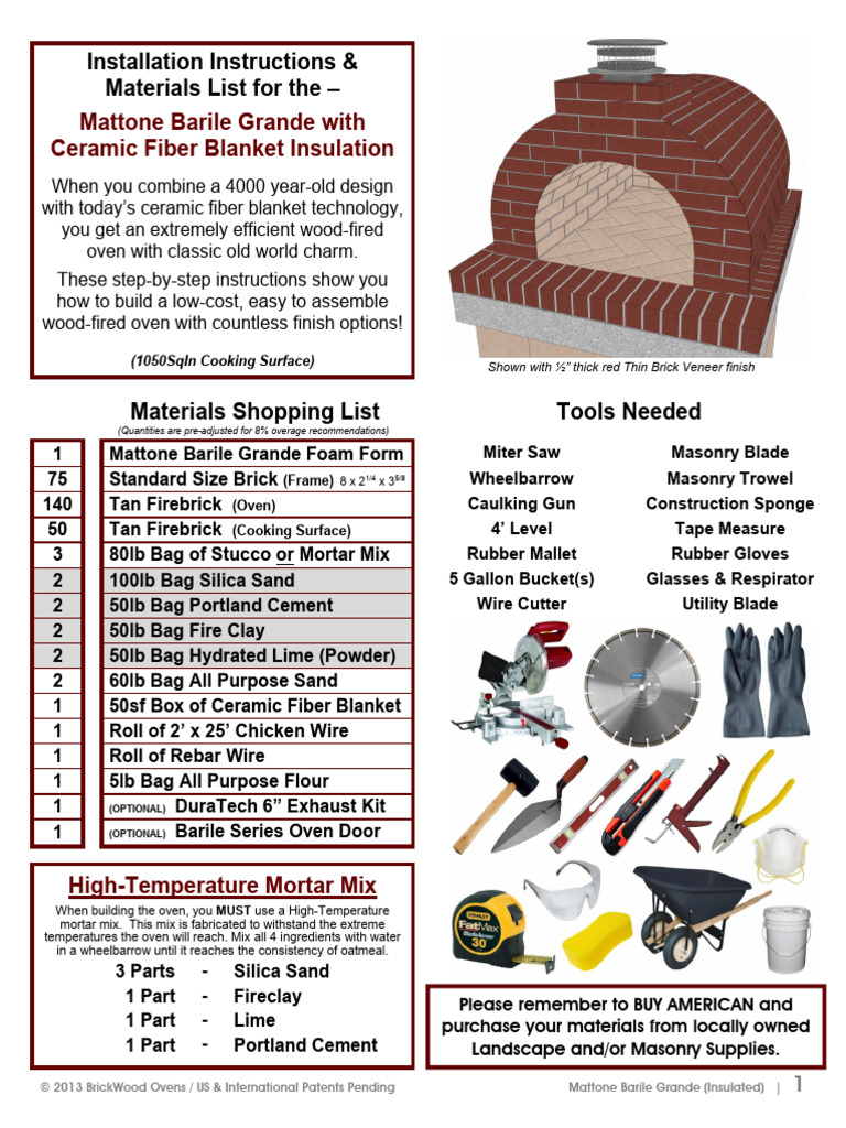 Mattone Barile Grande - Oven - BrickWood Ovens | PDF | Mortar (Masonry ...