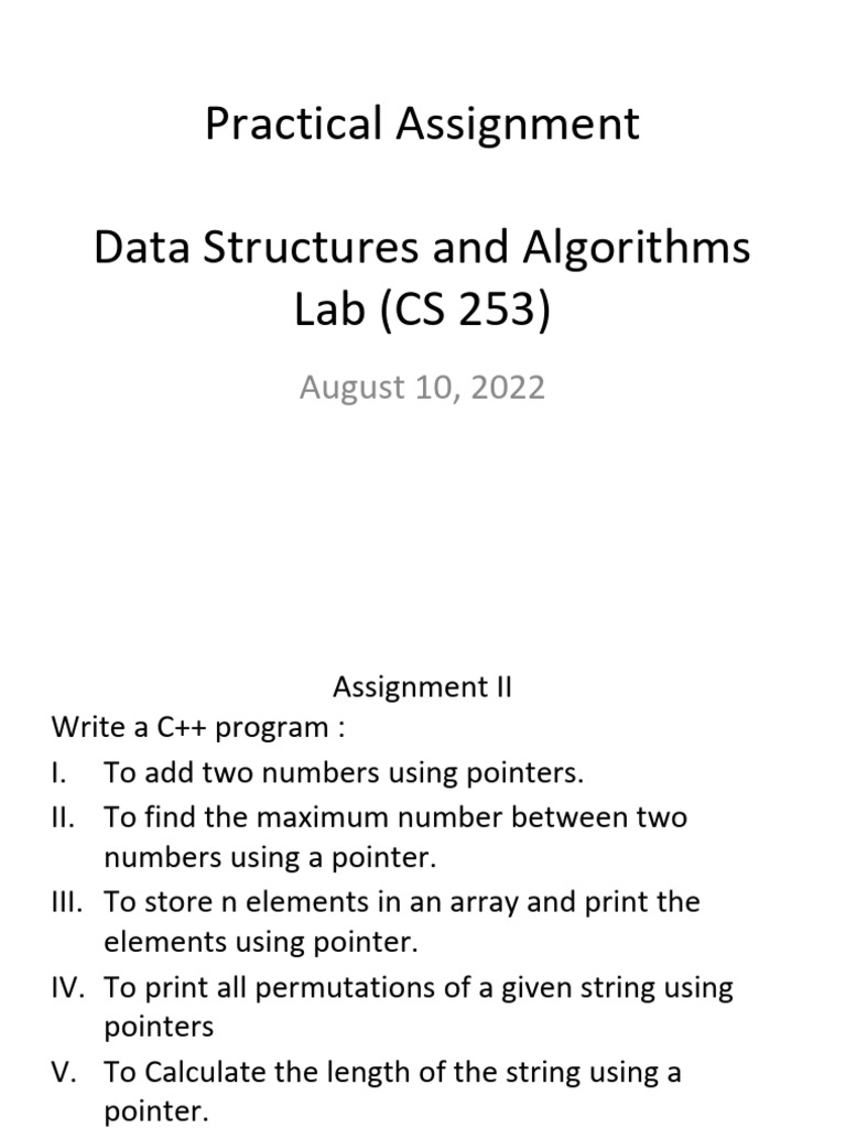 CS203 DSA P02 - Pointers and Sorting | PDF CS203 DSA P02 - Pointers and Sorting | PDF