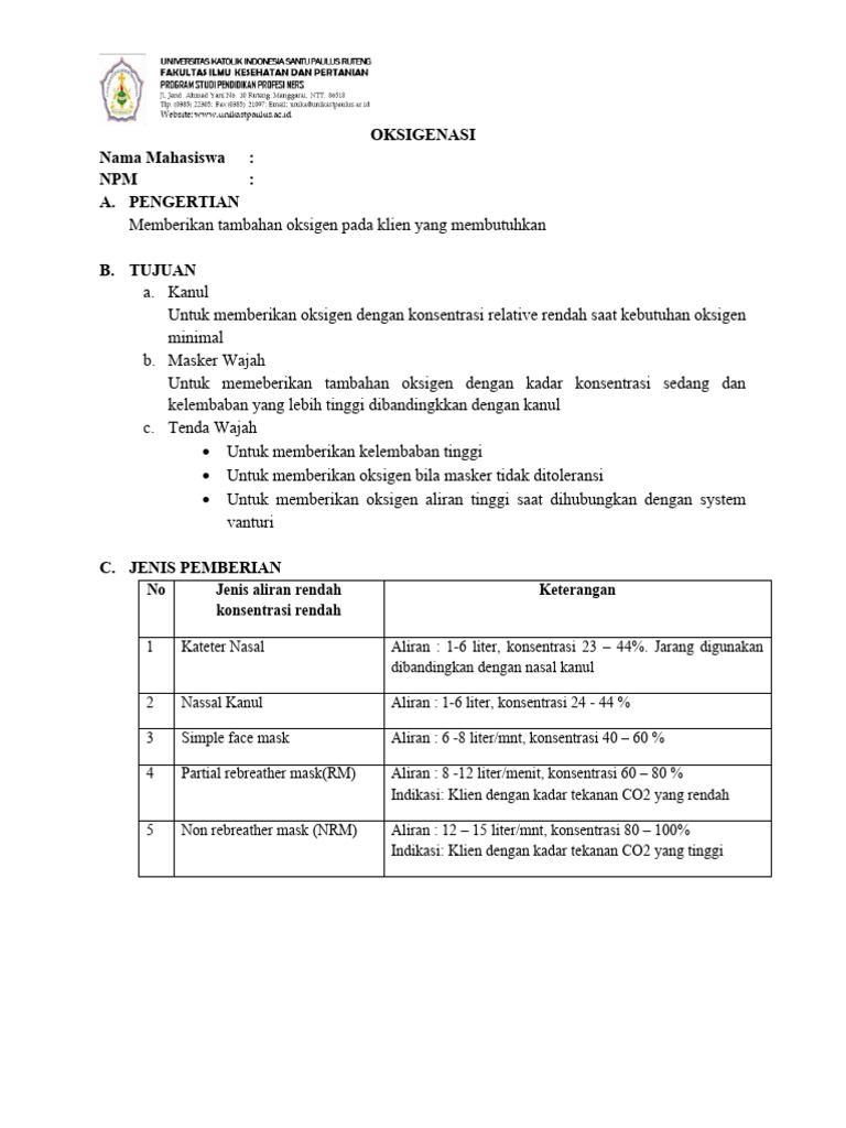 Oksigenasi Dan Nebulizer | PDF | Pengembangan Diri | Sains & Matematika