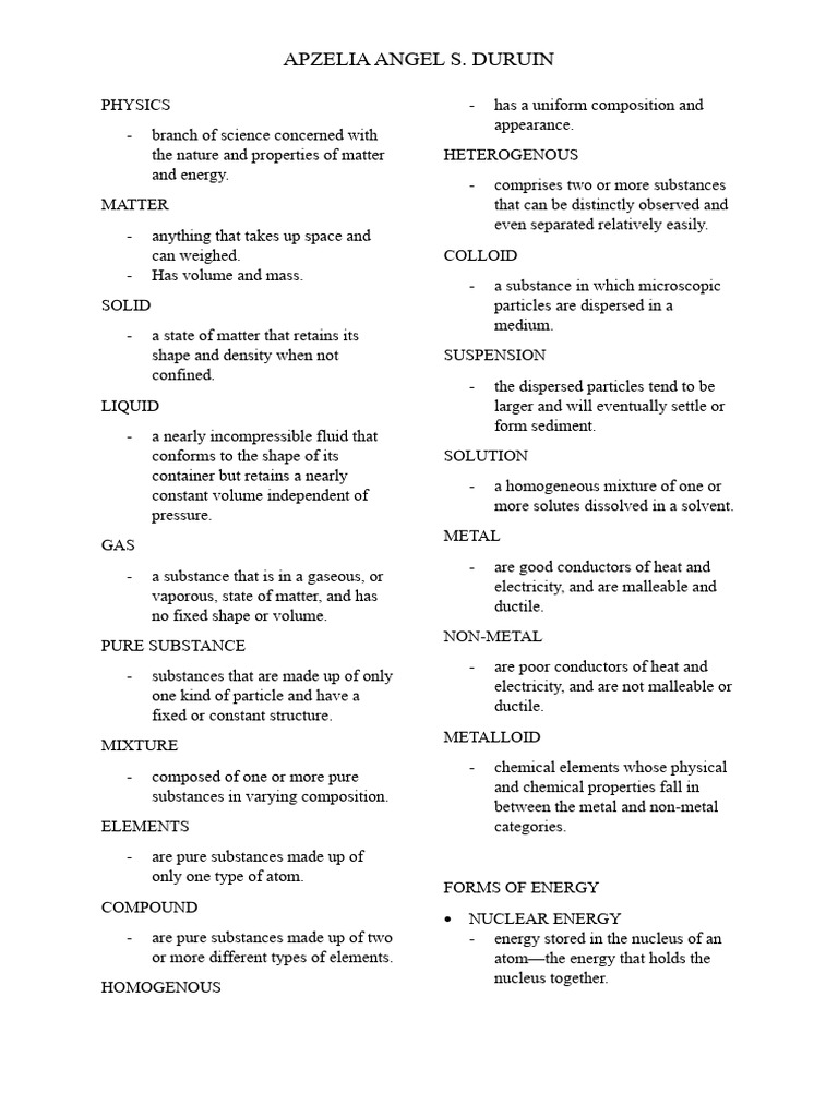 Gen Physics 1 - Notes | PDF