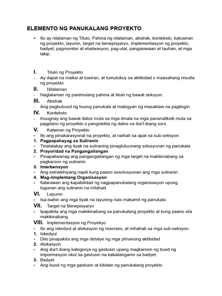Elemento NG Panukalang Proyekto Part 1 | PDF