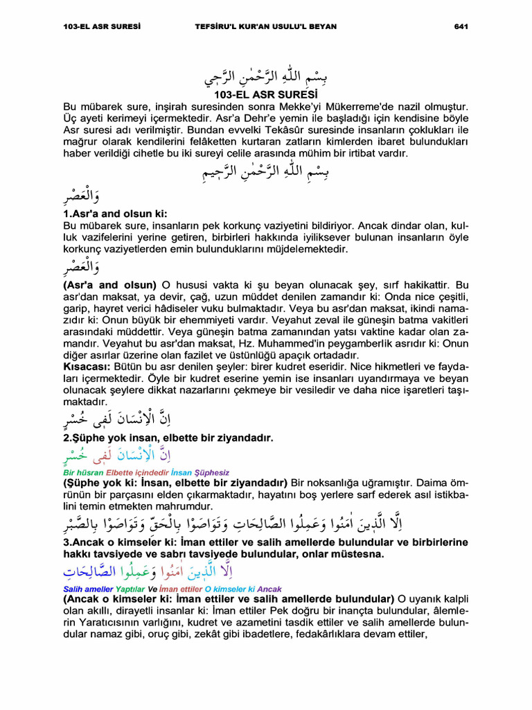 103-Asr Suresi̇ | PDF