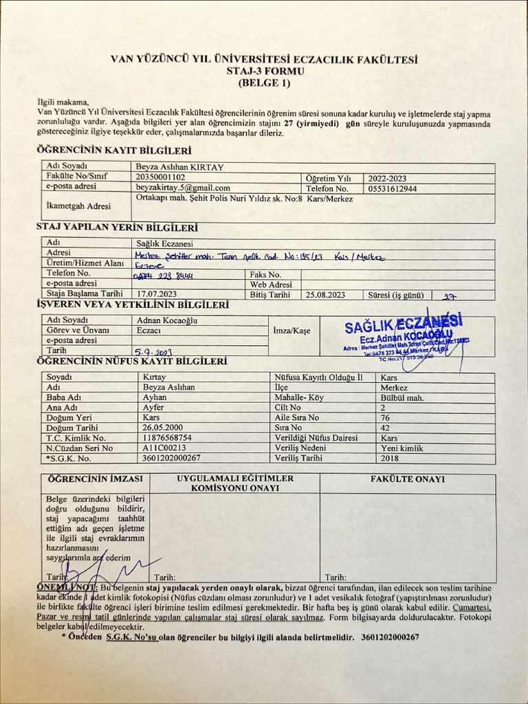 staj evrakları | PDF