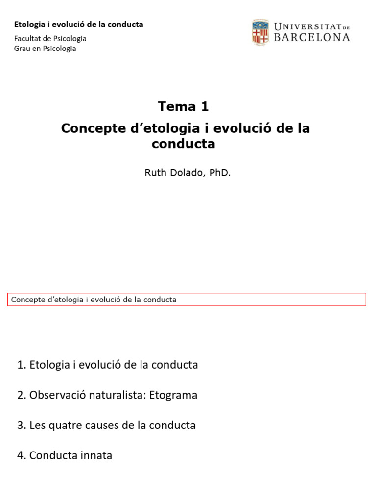 Tema - 1 - Concepte - Evolucio - Conducta23-24 | PDF Tema - 1 - Concepte - Evolucio - Conducta23-24 | PDF