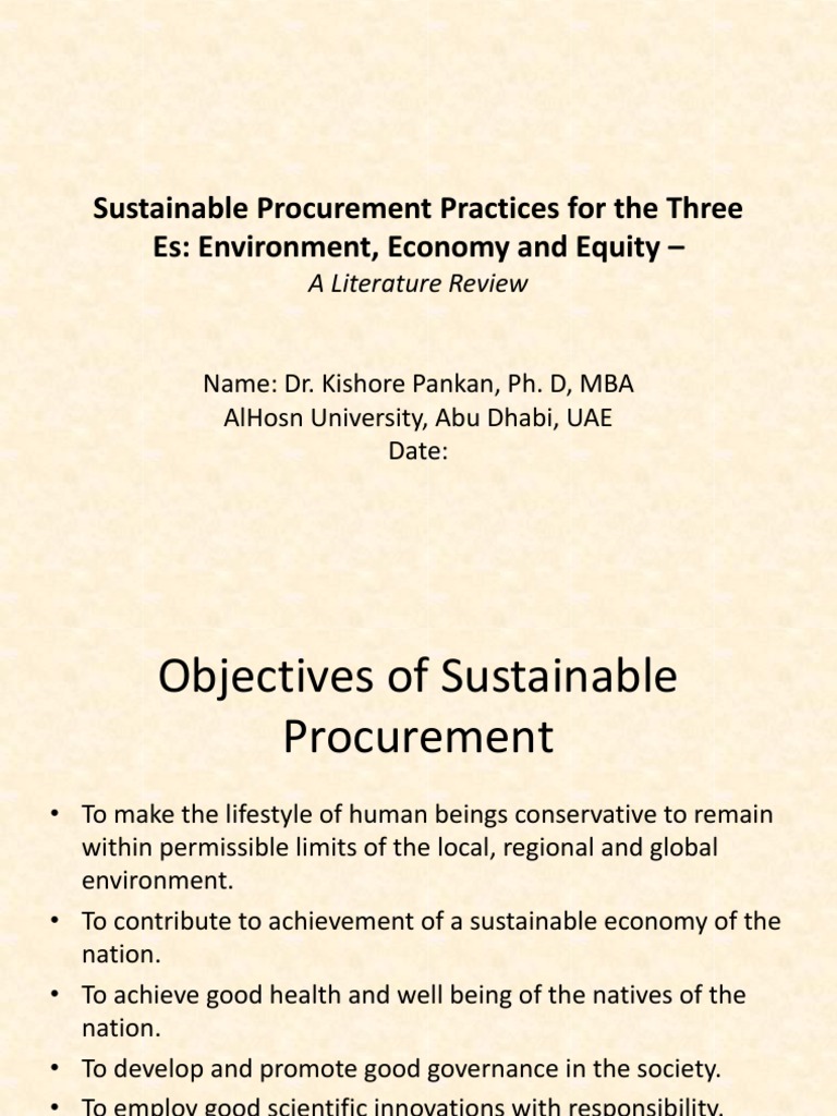 Sustainable Procurement Practices For The Three Es | PDF ...