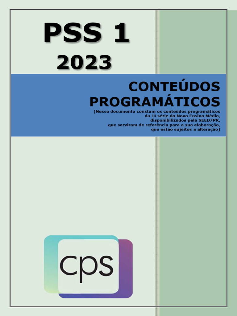7 - Conteúdos Programáticos - PSS 1 2023 | PDF