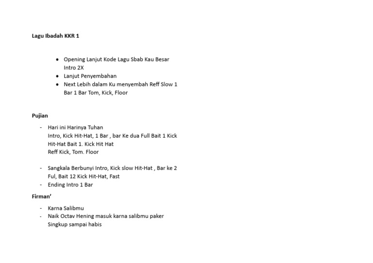 Lagu Ibadah KKR 1 | PDF