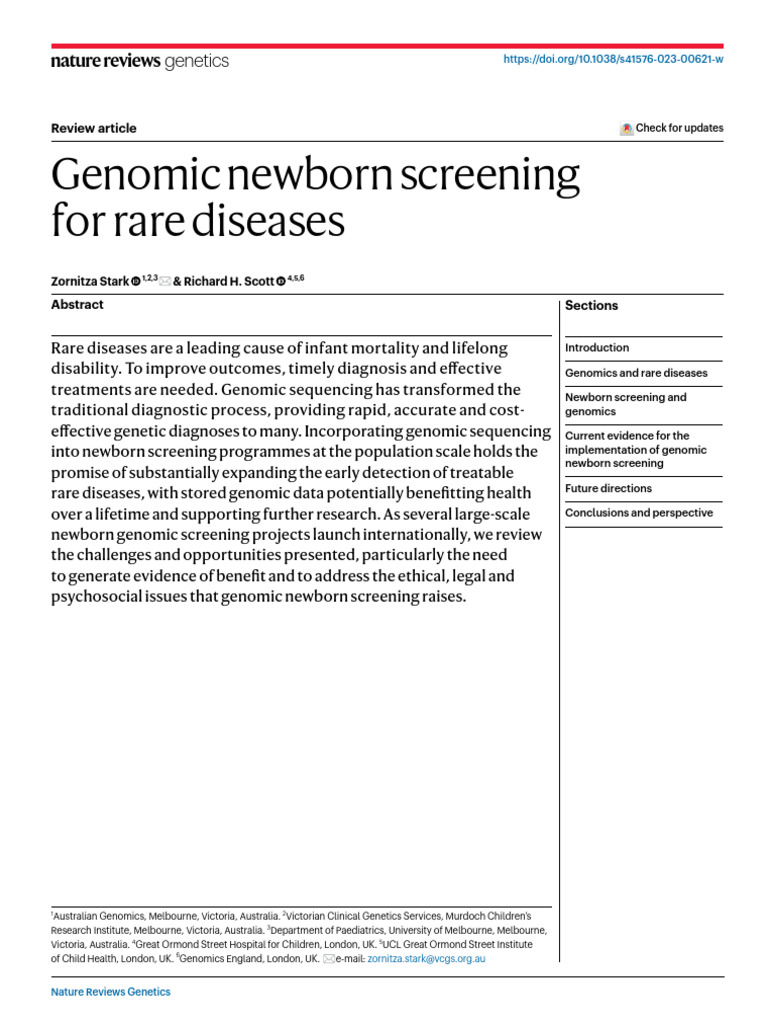 Genomic Newborn Screening For Rare Diseases | PDF | Whole Genome ... Genomic Newborn Screening For Rare Diseases | PDF | Whole Genome ...