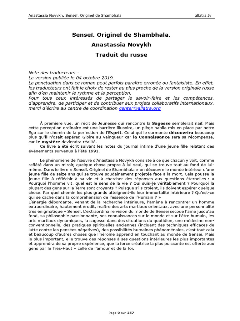 Anastasia Novykh - Sensei 1 | PDF