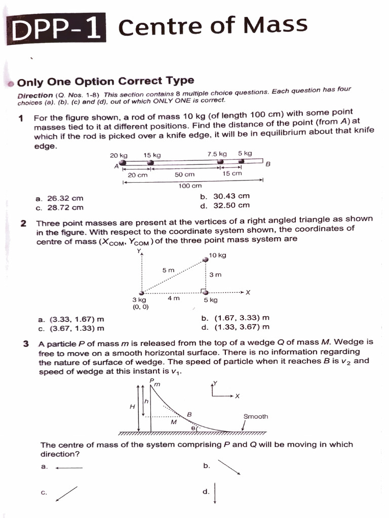 Centre of Mass DPP | PDF | Acceleration | Mass
