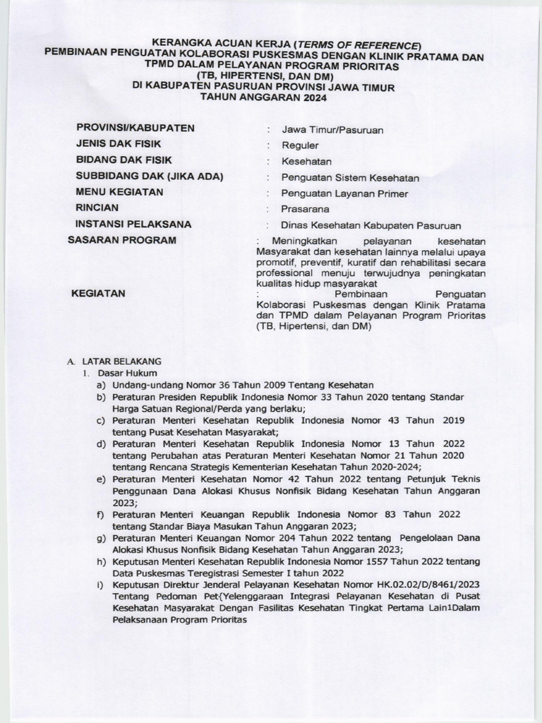 KAK Penguaran Layanan Primer 2024 | PDF