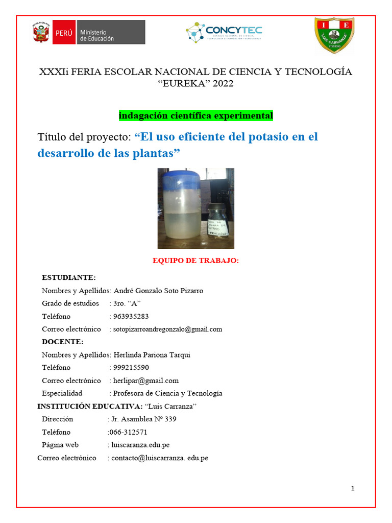 Proyecto-Fencyt-Andre Soto-Indagacion-2022 | PDF