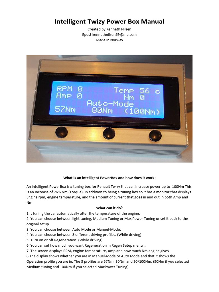 Twizy Intelligent PowerBox Manual - English | PDF