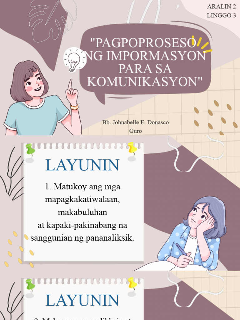 Linggo 3 Pagpoproseso NG Impormasyon para Sa Komunikasyon 1 | PDF