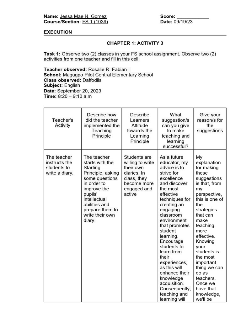 Activity 1.3 (25-28) | PDF | Teachers | Learning