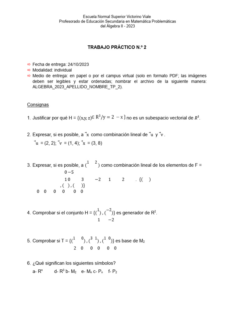 algebra-TP 2 | PDF