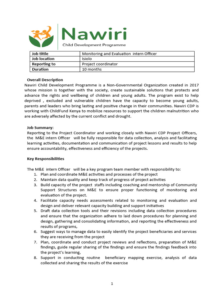 Job Description Intern Download Free Pdf Needs Assessment