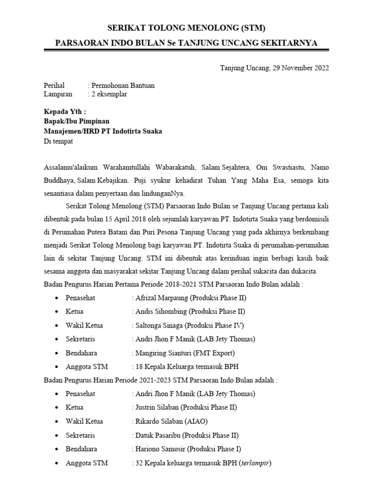 Surat Pengantar Proposal STM T.Uncang | PDF