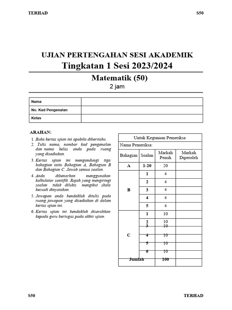 SET_KERTAS_UPSA_MATEMATIK_TINGKATAN_1_SESI_202324_DWIBAHASA_03 | PDF
