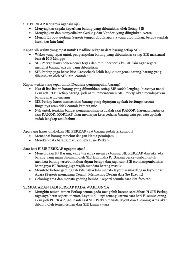 SIE PERKAP Kerjanya Ngapain Aja | PDF