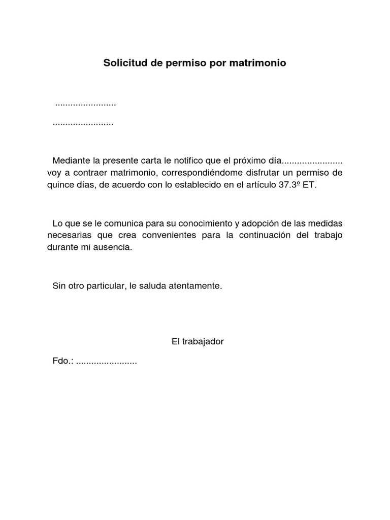 Solicitud Permiso Matrimonio | PDF