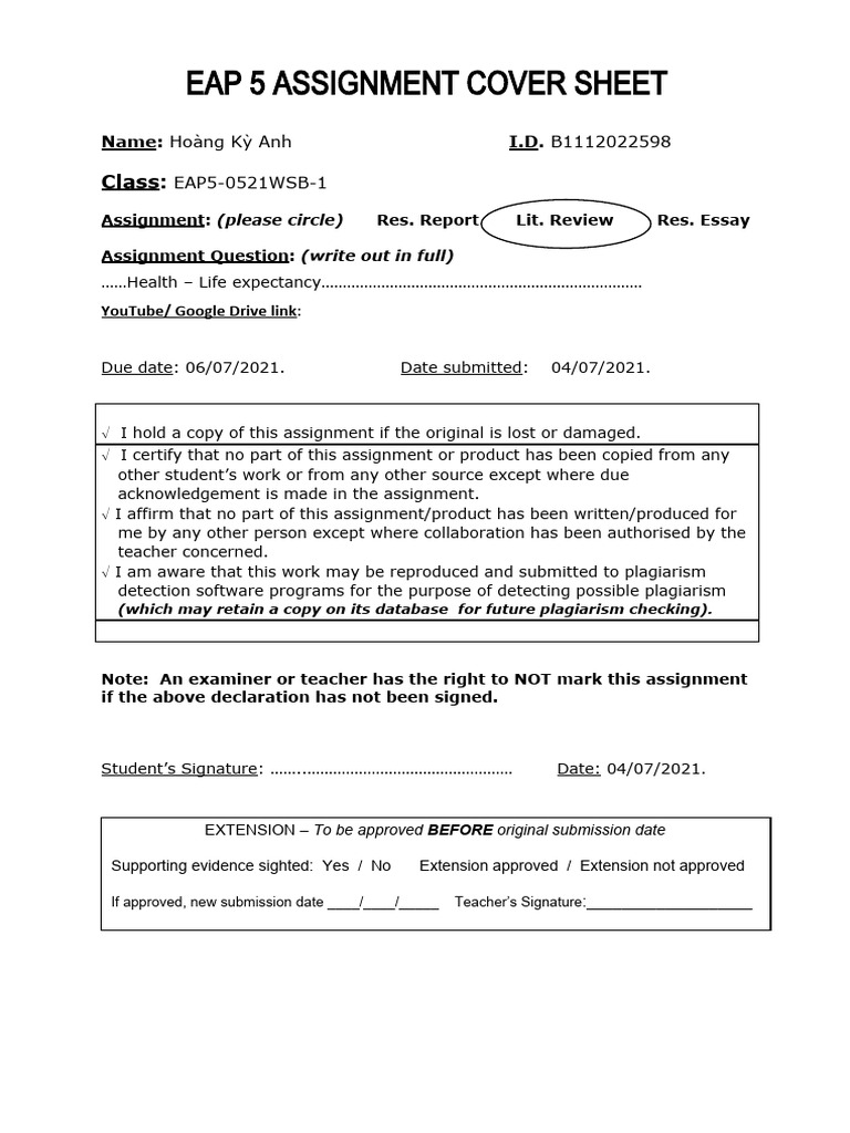 EAP5 0521WSB 1 CriticalLiteratureReview HoangKyAnh B1112022598 | PDF ...