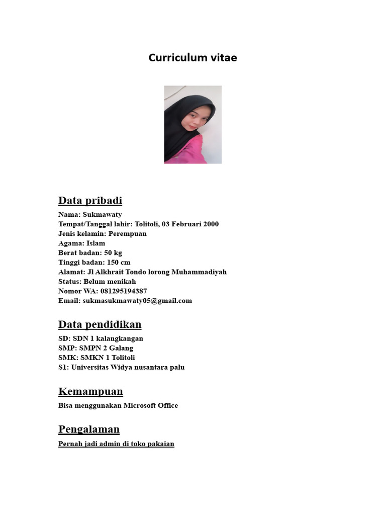 CV Sukma | PDF | Ilmu Sosial CV Sukma | PDF | Ilmu Sosial