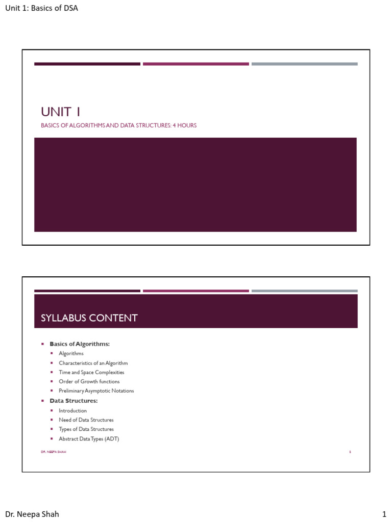 Unit 1 Basics Of Dsa Pdf