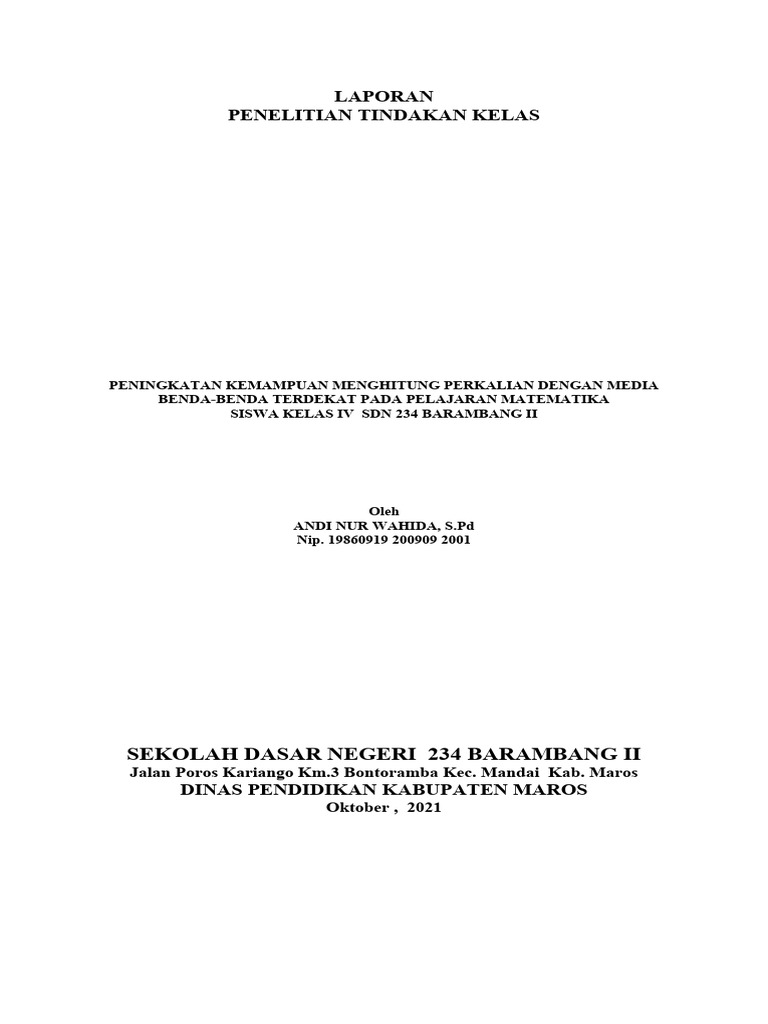 PTK MTK Perkalian Dengan Media Benda | PDF