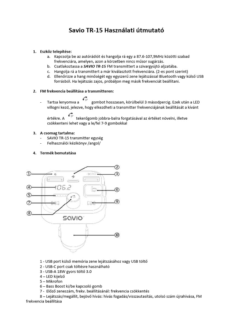 Savio TR 15 Hasznalati Utmutato | PDF