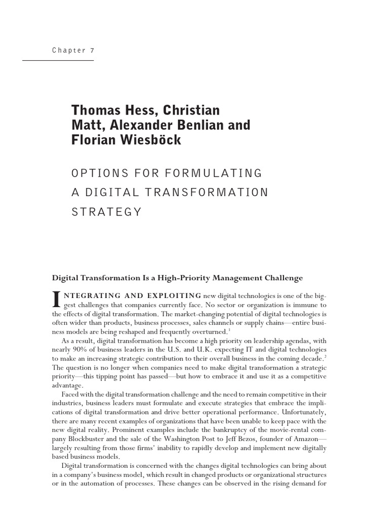 Options For Formulation A Digital Transformation Strategy | PDF ...