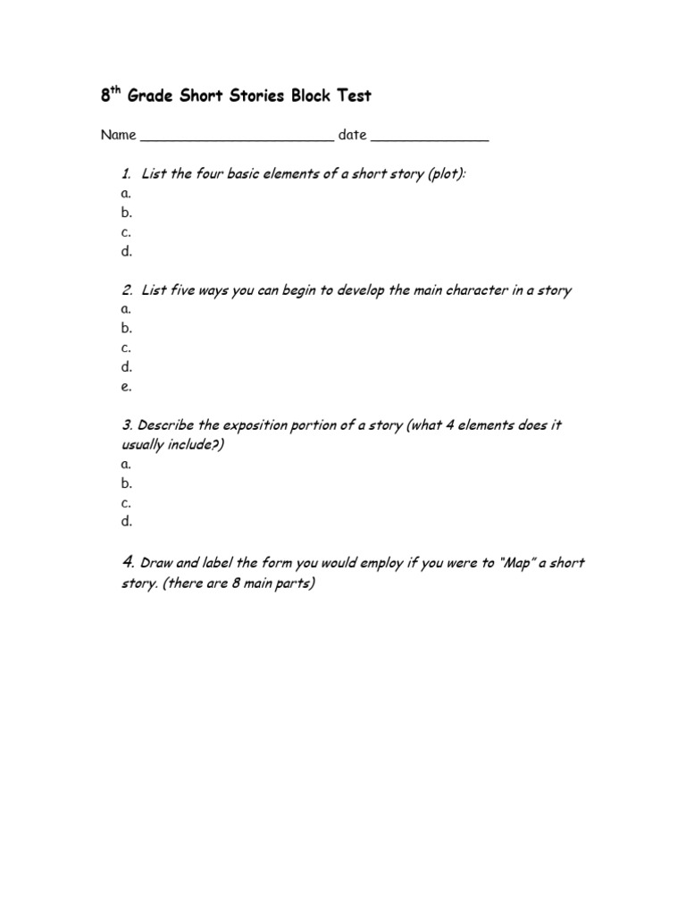 Short Stories Block Test | PDF | Young Adult | General Fiction