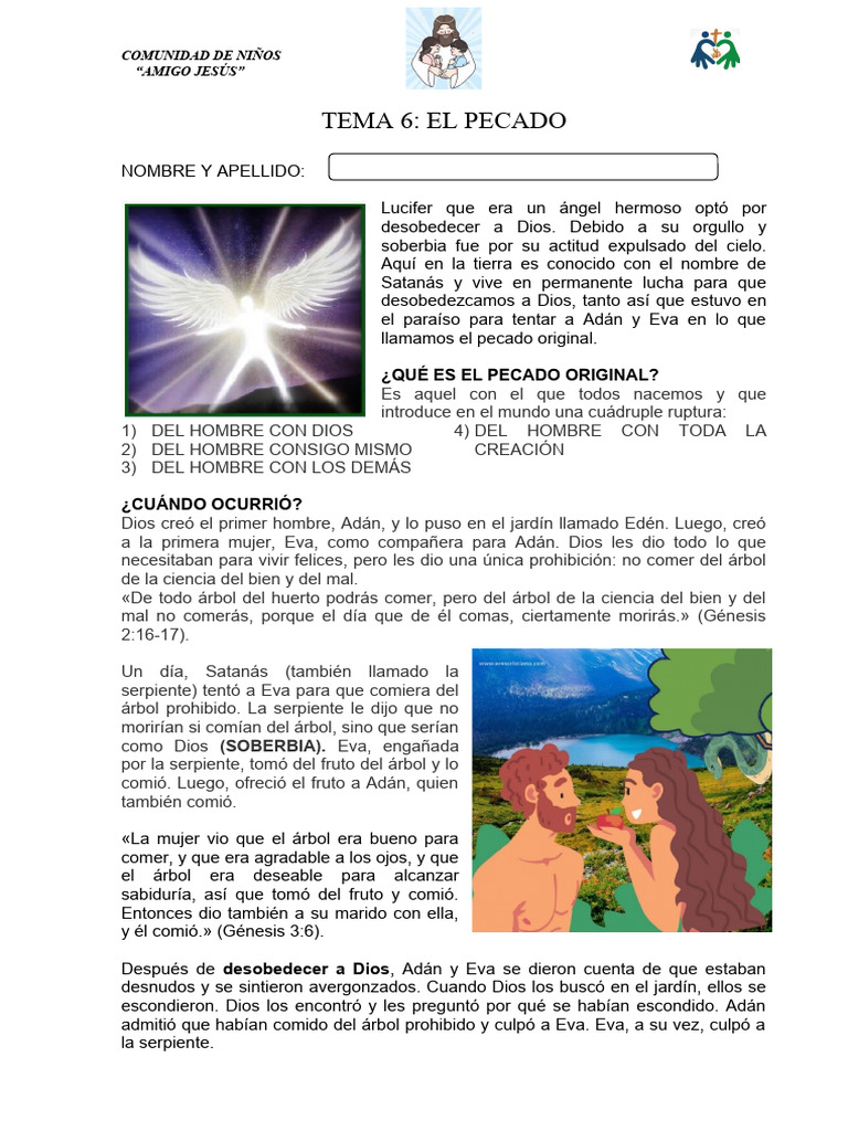 Adán Y Eva El Pecado Original Pdf Adán Y Eva Jardín Del Edén